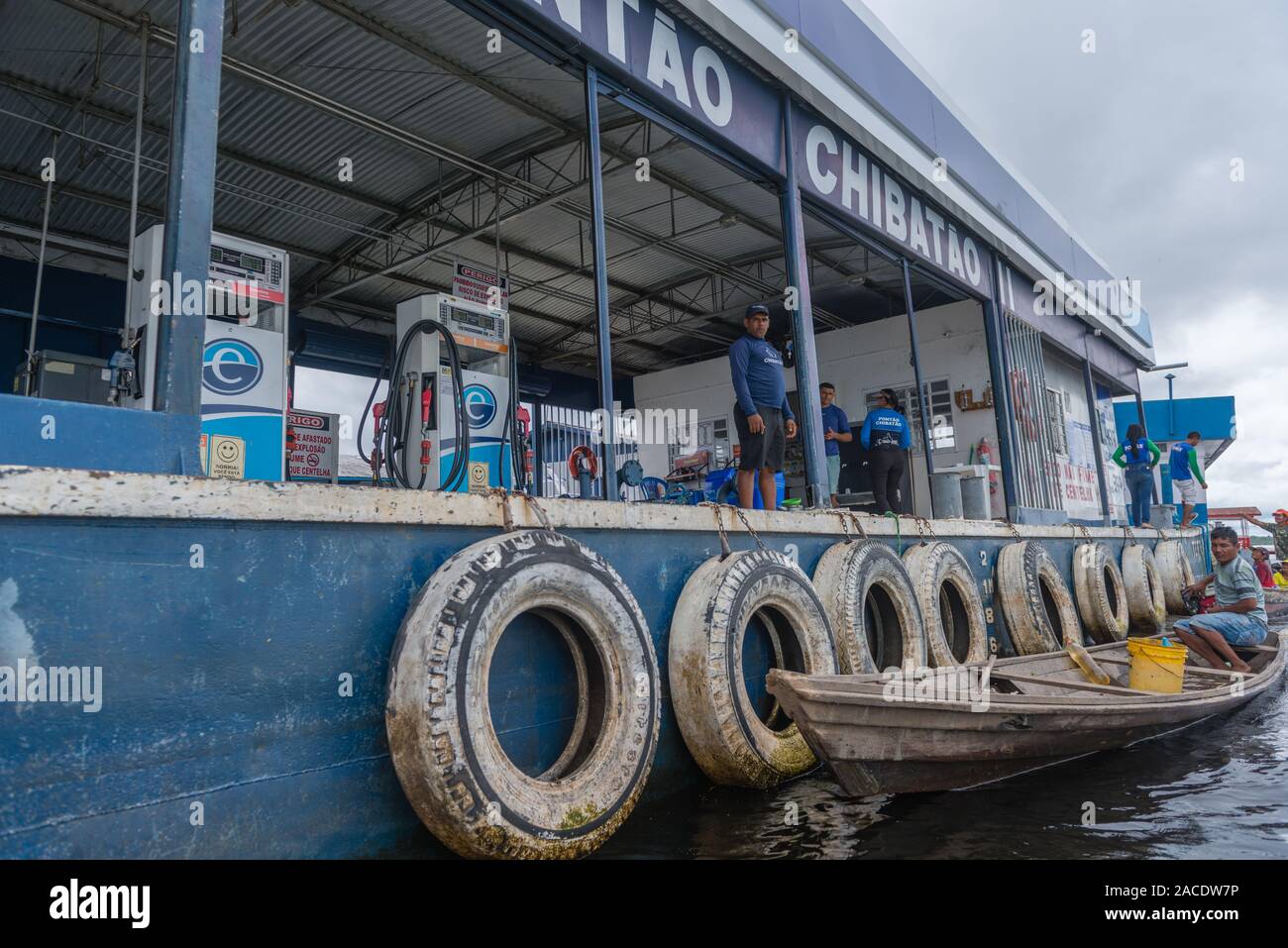 Vivid town of Tefé on Lake Tefé, Amazona River, Amazon State, Northern ...