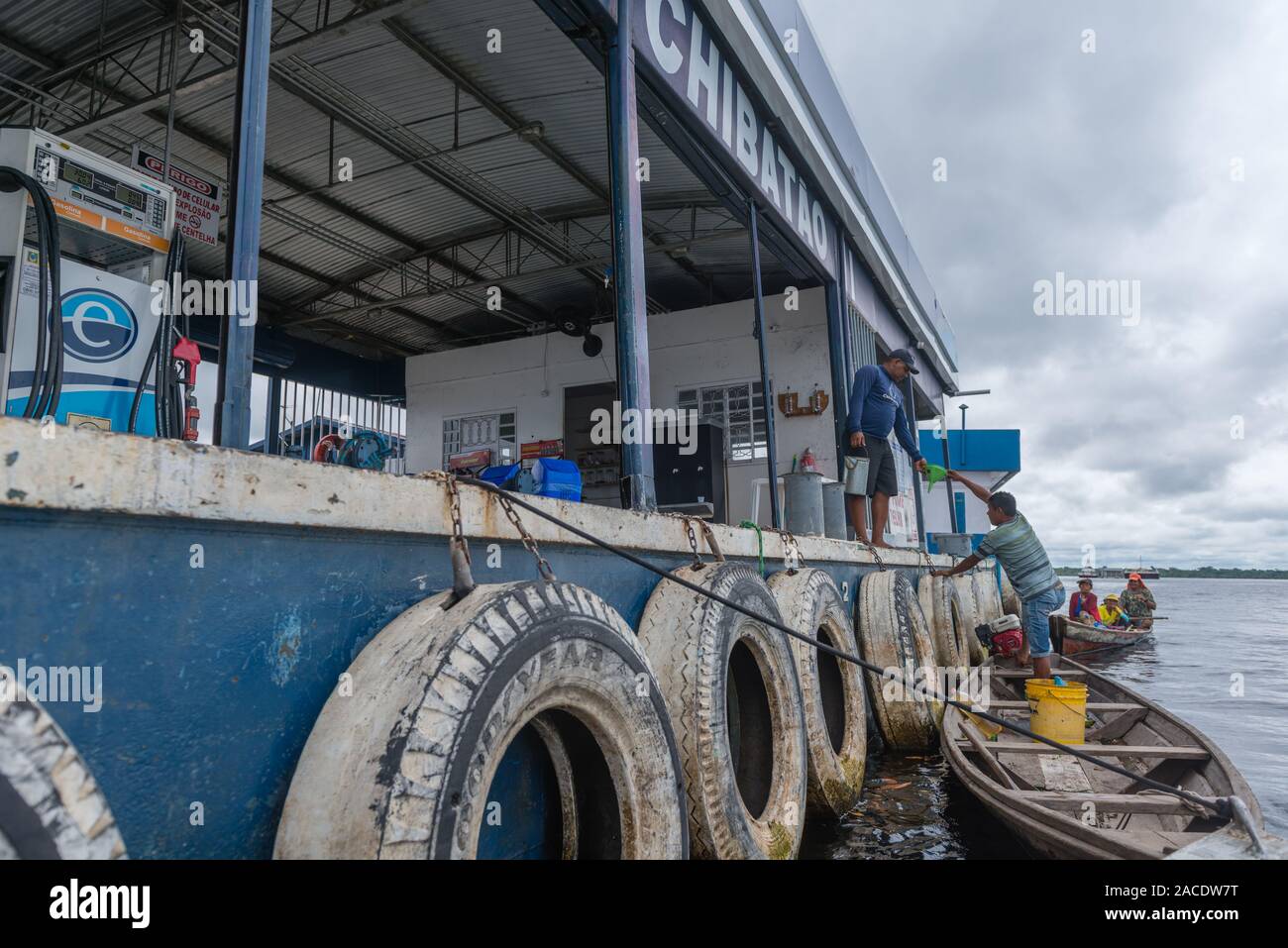 Vivid town of Tefé on Lake Tefé, Amazona River, Amazon State, Northern ...