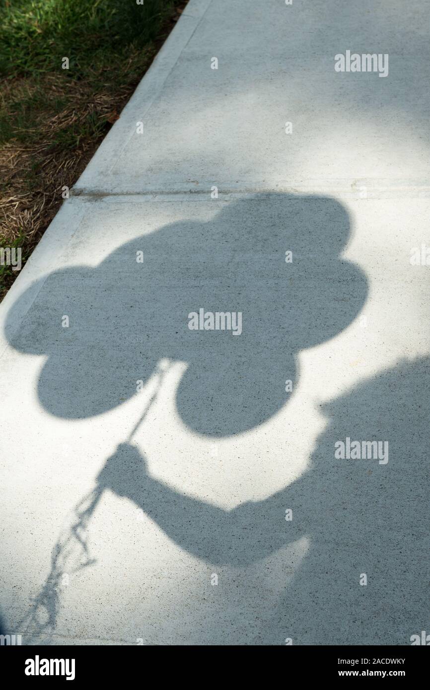 Shadow of girl holding balloons Stock Photo - Alamy
