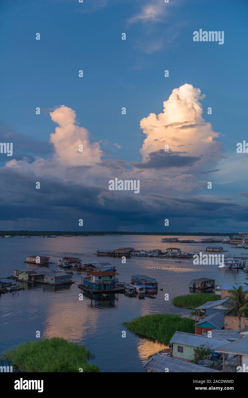 Vivid town of Tefé on Lake Tefé, Amazona River, Amazon State, Northern ...