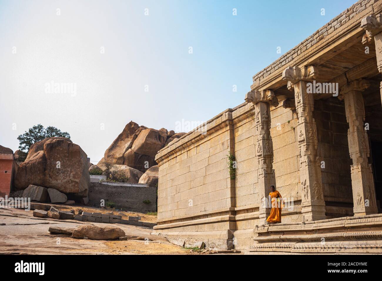Hampi, Karnataka, INDIA - JANUARY 16, 2018: The caretaker of one of the ...