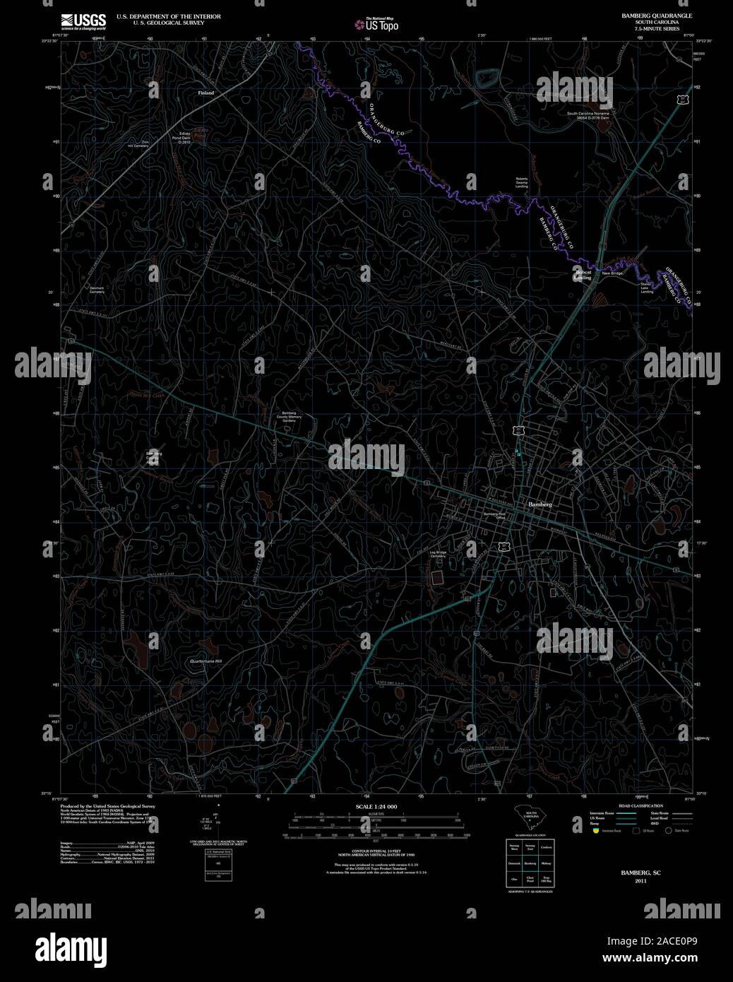 Map of bamberg south carolina hi-res stock photography and images - Alamy