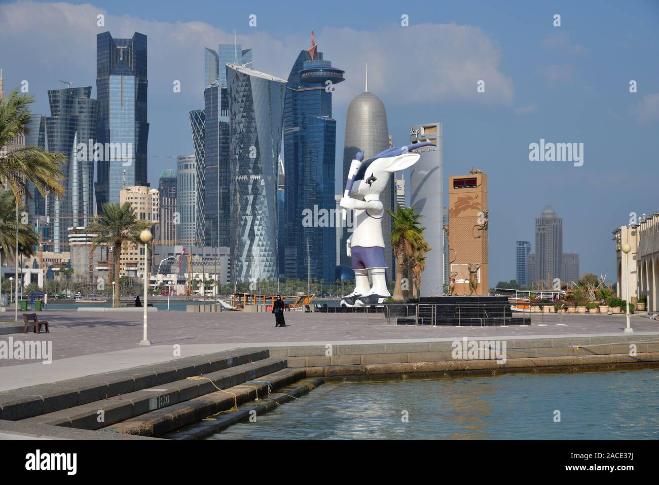 Doha, Qatar - Nov 21. 2019. Oryx Orry is the mascot of Asian sports at ...