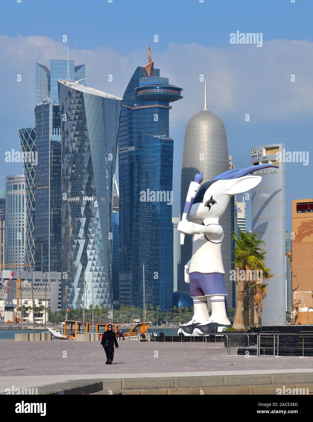 Doha, Qatar - Nov 21. 2019. Oryx Orry is the mascot of Asian sports at ...