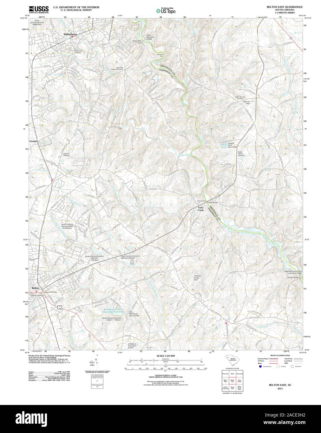 Map of south carolina belton Cut Out Stock Images & Pictures - Alamy