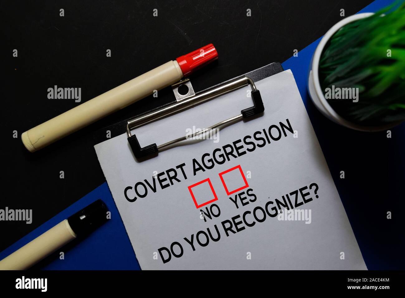 Covert Aggression, Do You Recognize? Yes or No. On office desk ...