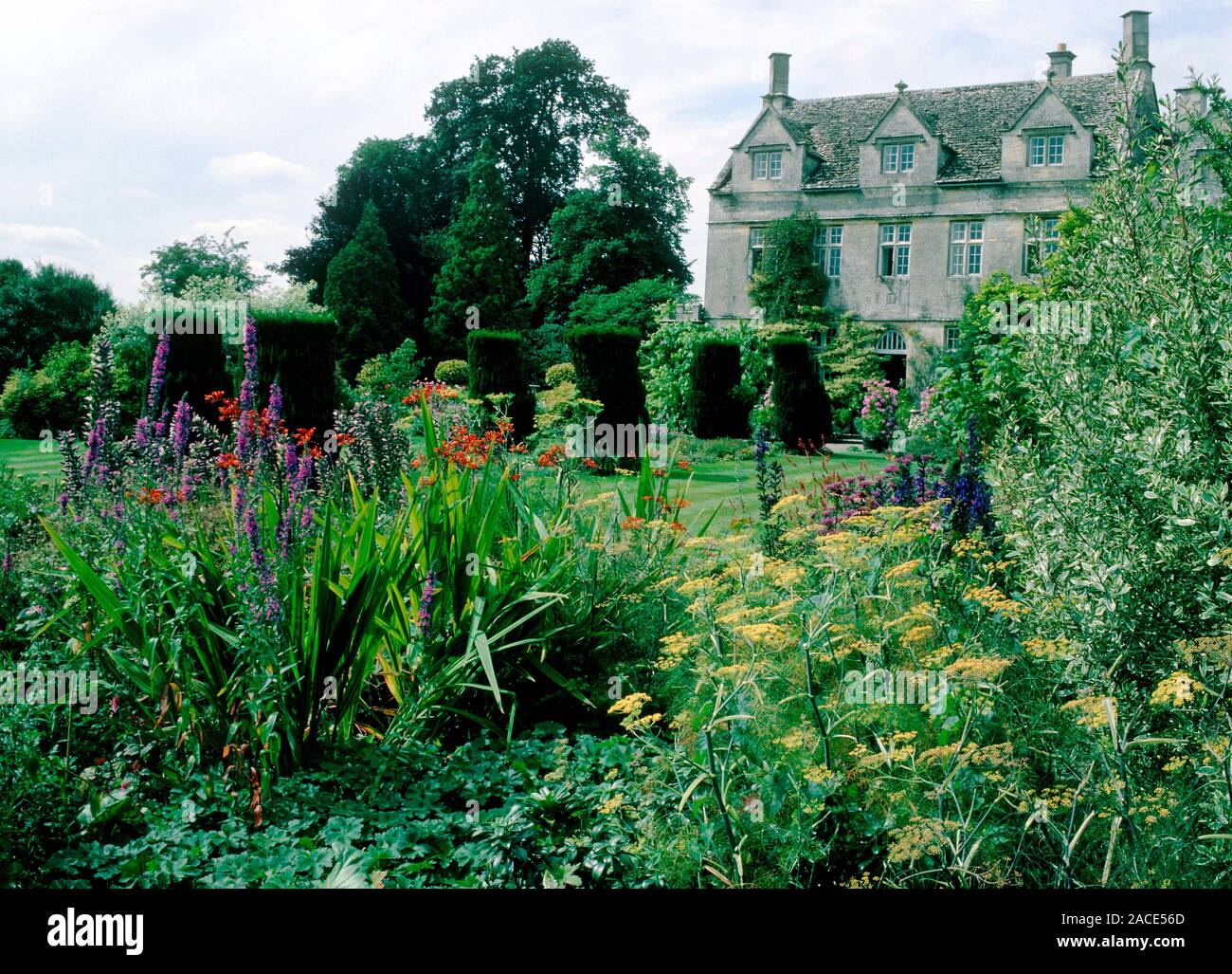 Barnsley House Garden. Rosemary vereys garden looking across a border ...