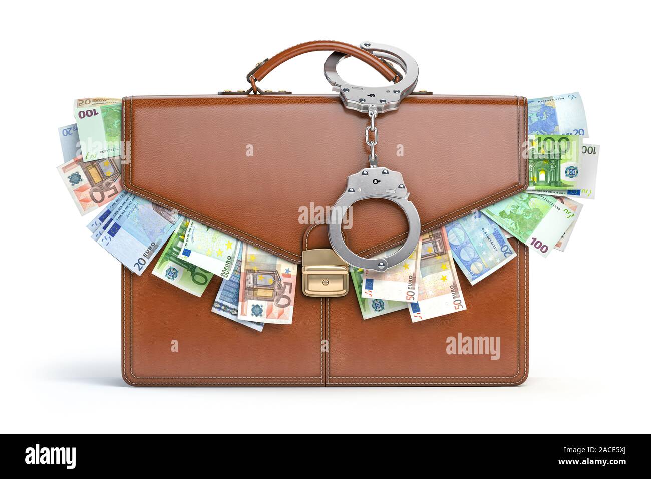 Briefcase full of euro isolated on white background. Bribery ...