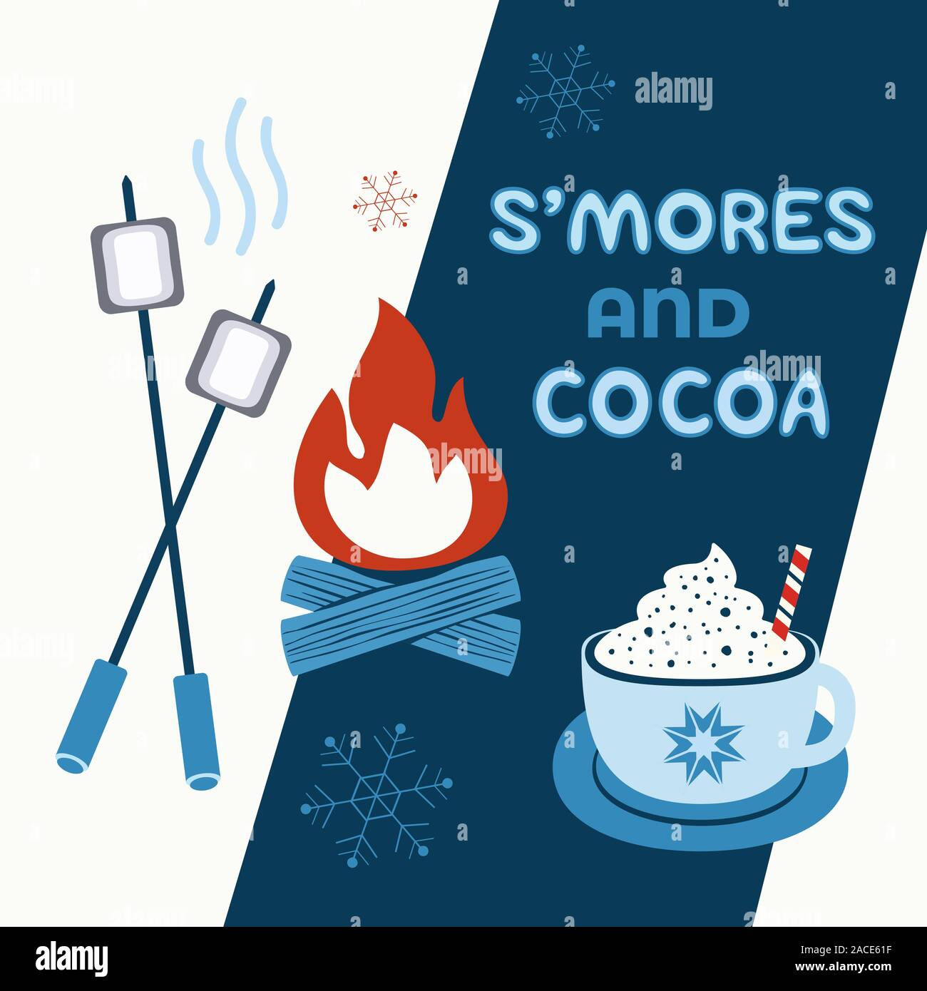 Warm cozy smores and cocoa welcome sign vector Stock Vector Image & Art ...