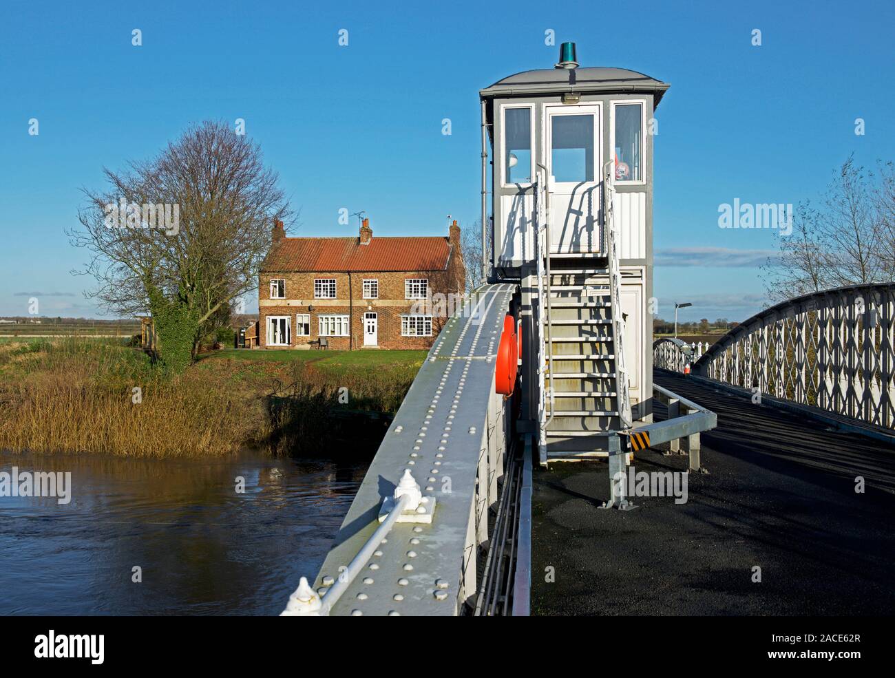 The swing bridge spanning the River Ouse in Cawood, North Yorkshire ...