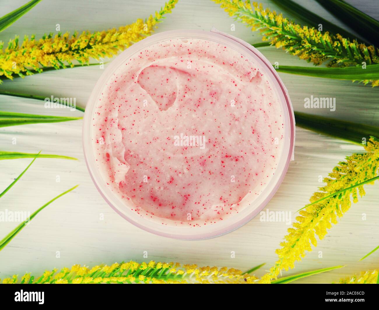 Body scrub in a beautiful composition. Healthy organic ingredients for ...
