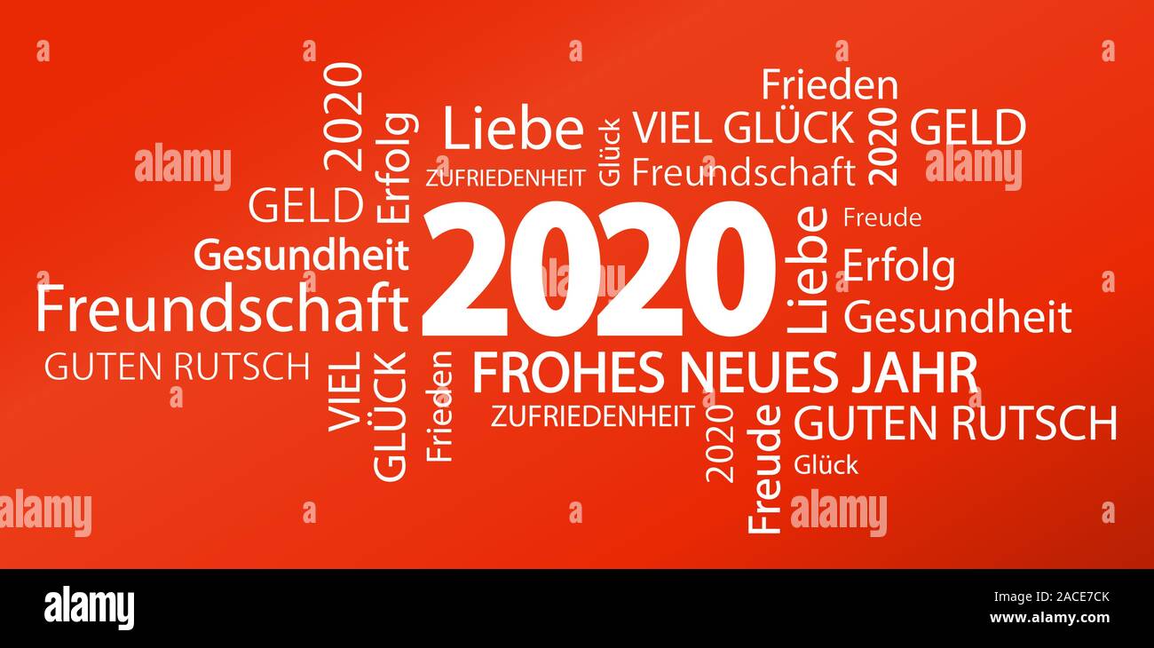 word cloud with new year 2020 greetings and red background Stock Vector ...