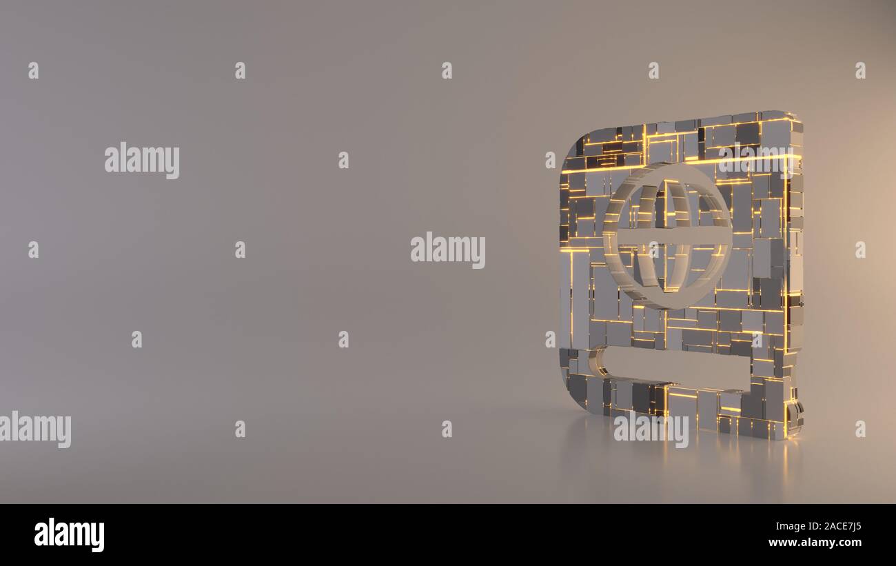 3d rendering metal techno rectangular geometric greeble symbol of atlas ...