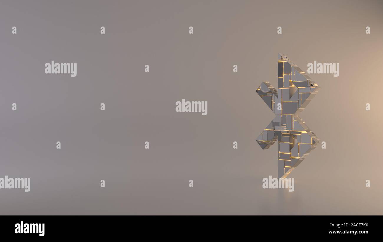 3d rendering metal techno rectangular geometric greeble symbol of ...