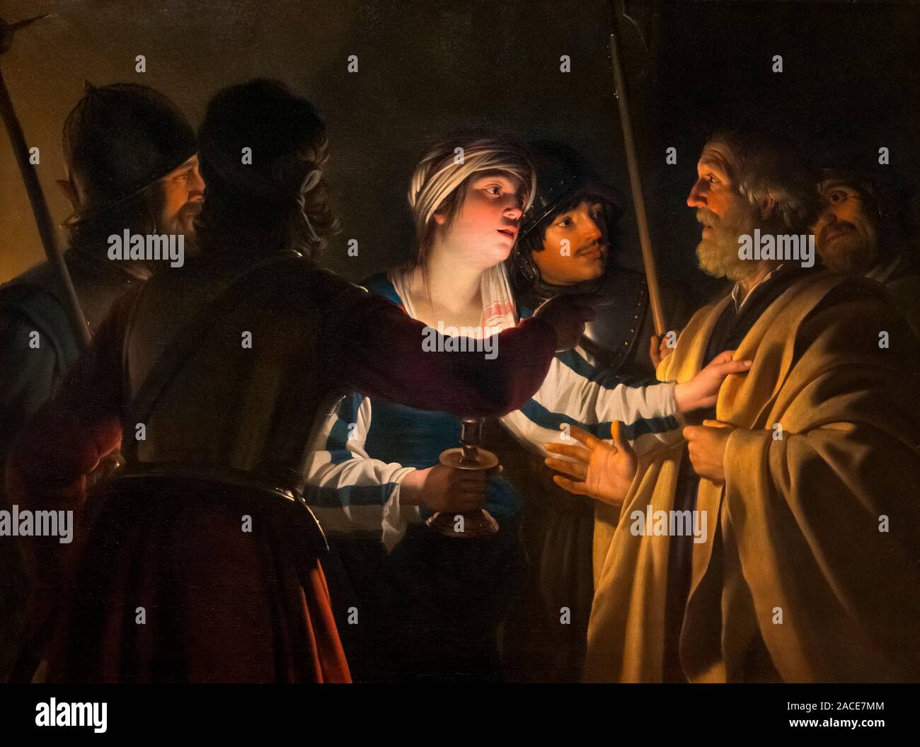 The Denial of St Peter by Gerrit van Honthorst (1592-1656), oil on ...