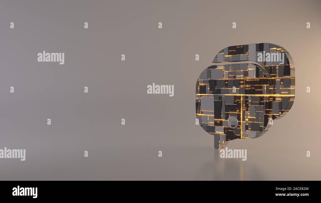 3d rendering metal techno rectangular geometric greeble symbol of ...