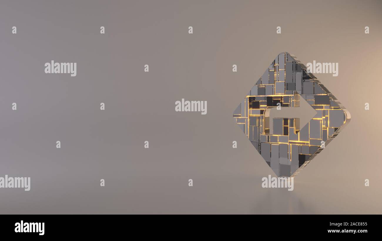 3d rendering metal techno rectangular geometric greeble symbol of ...