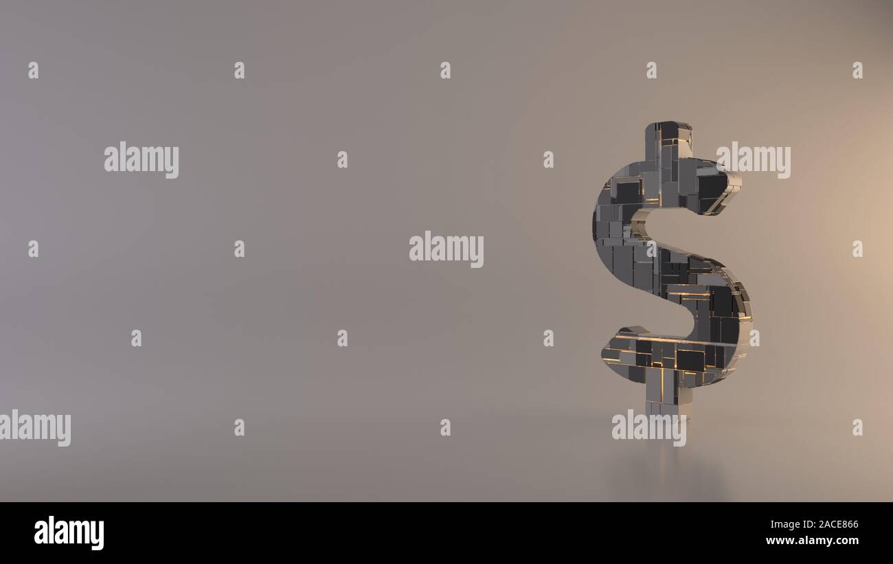 3d rendering metal techno rectangular geometric greeble symbol of ...