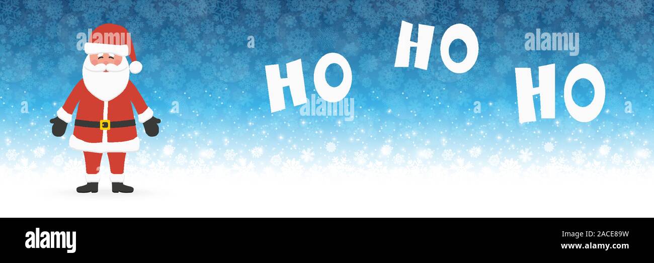 Santa Claus concept with Santa saying Ho Ho Ho and blue colored snow ...