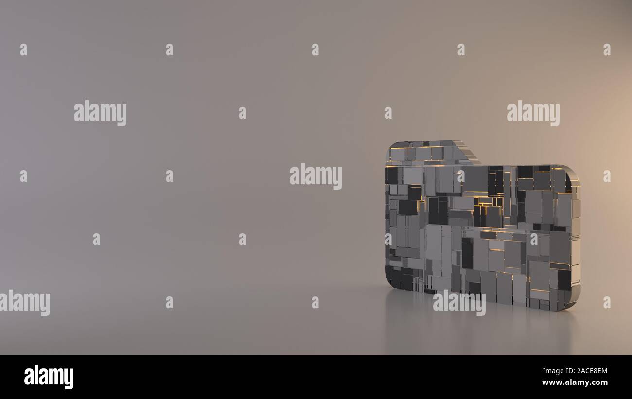 3d rendering metal techno rectangular geometric greeble symbol of ...