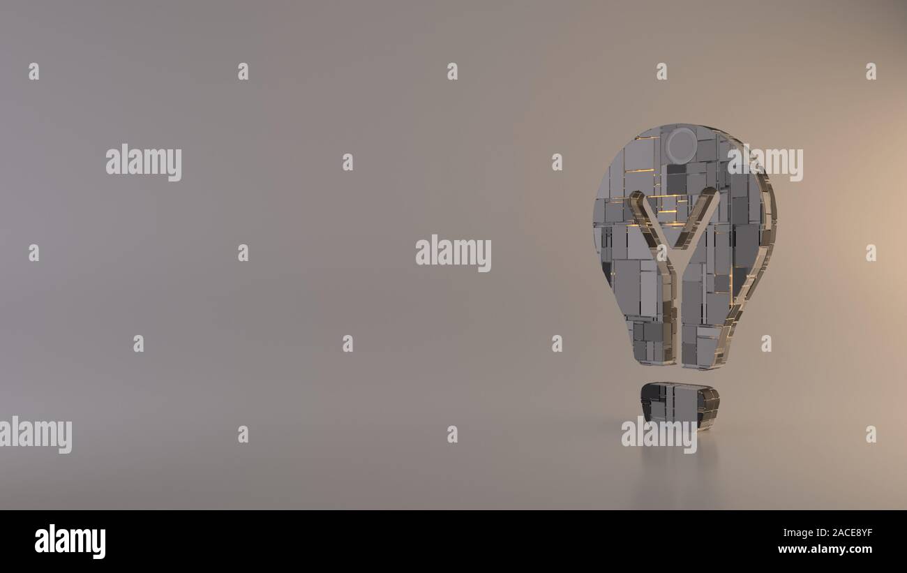 3d rendering metal techno rectangular geometric greeble symbol of light ...