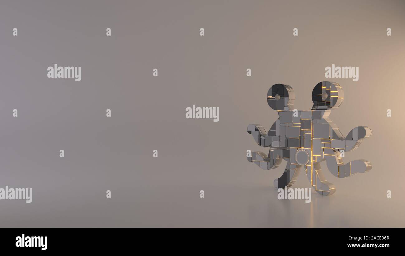 3d rendering metal techno rectangular geometric greeble symbol of ...