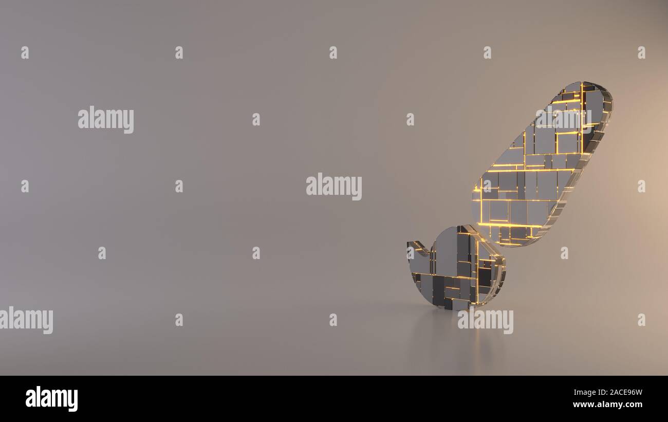 3d rendering metal techno rectangular geometric greeble symbol of paint ...