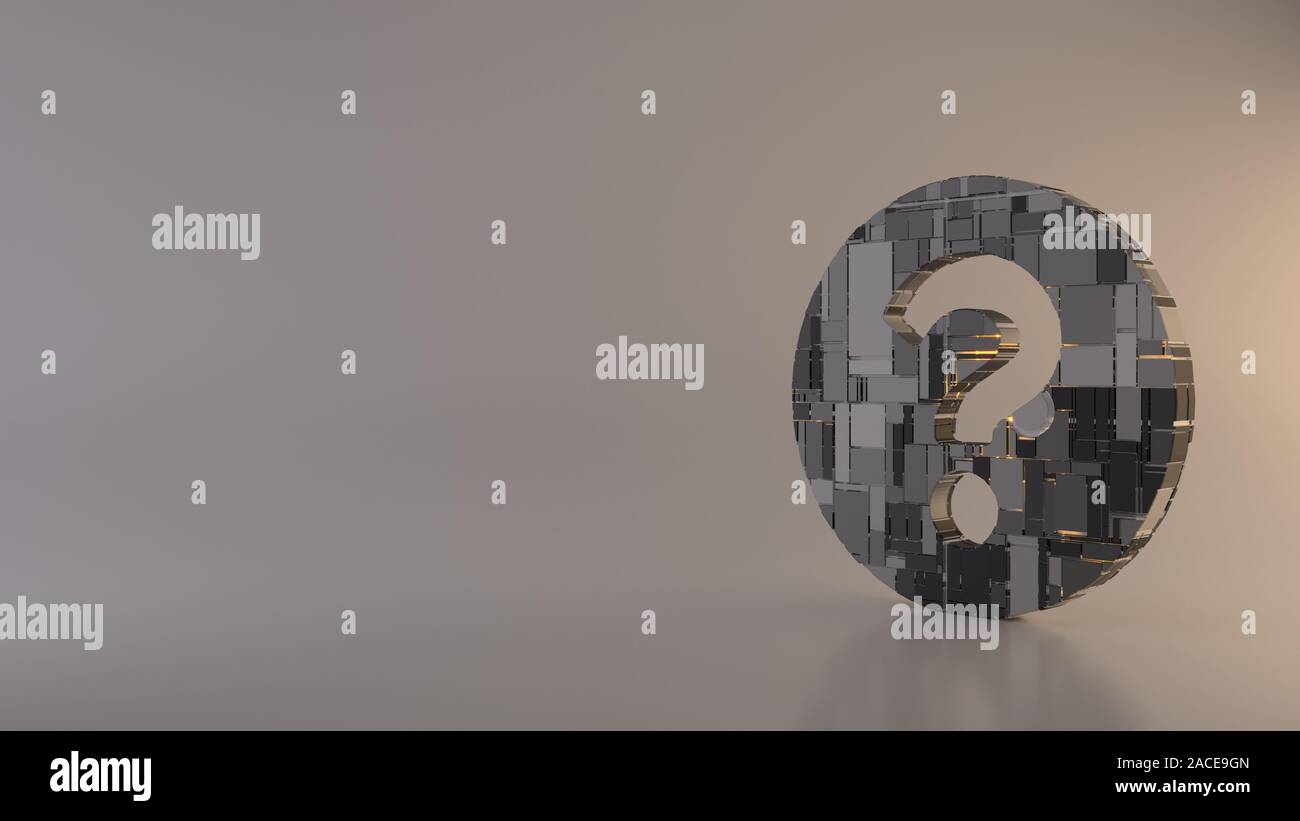 3d rendering metal techno rectangular geometric greeble symbol of ...