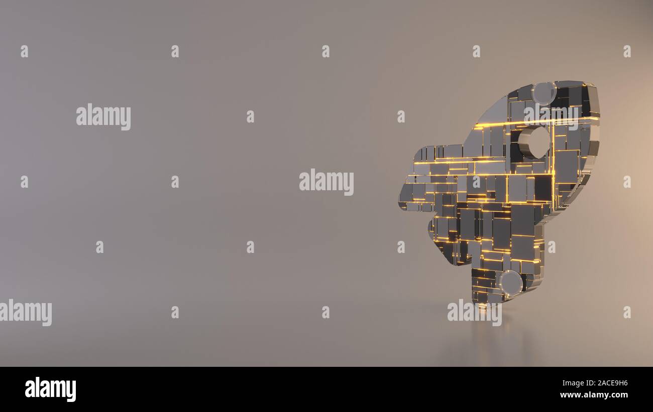 3d rendering metal techno rectangular geometric greeble symbol of ...