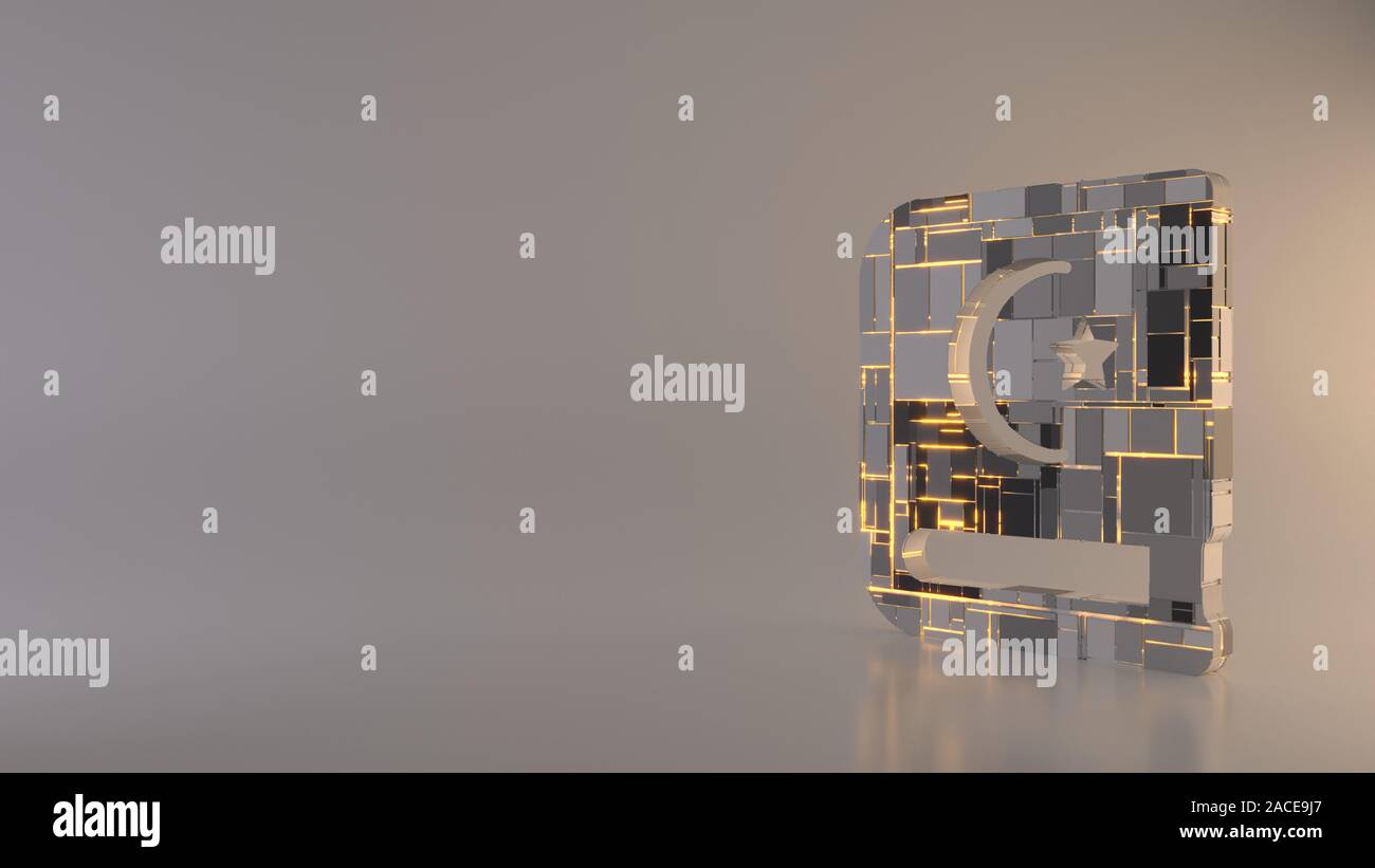 3d rendering metal techno rectangular geometric greeble symbol of book ...