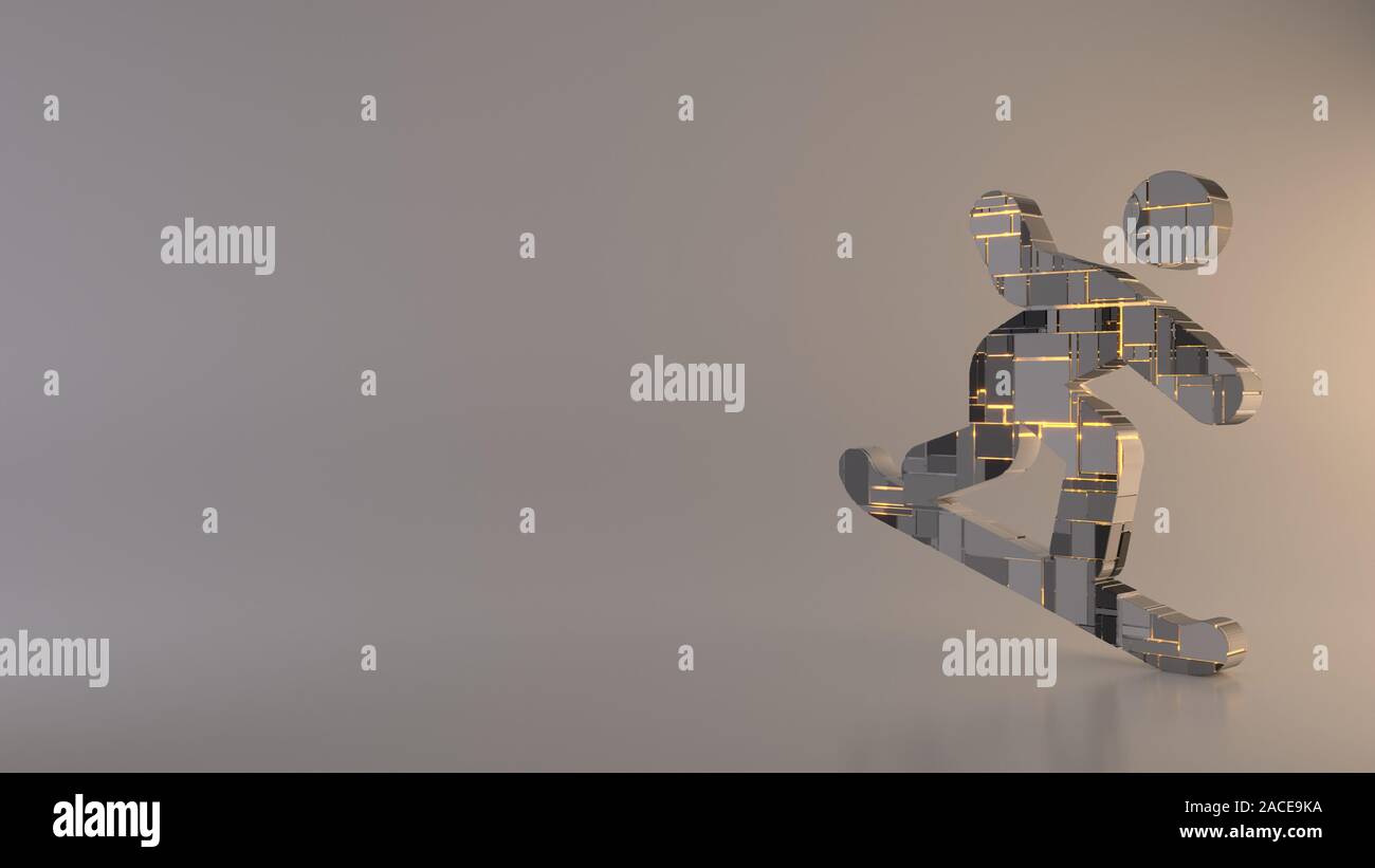 3d rendering metal techno rectangular geometric greeble symbol of ...