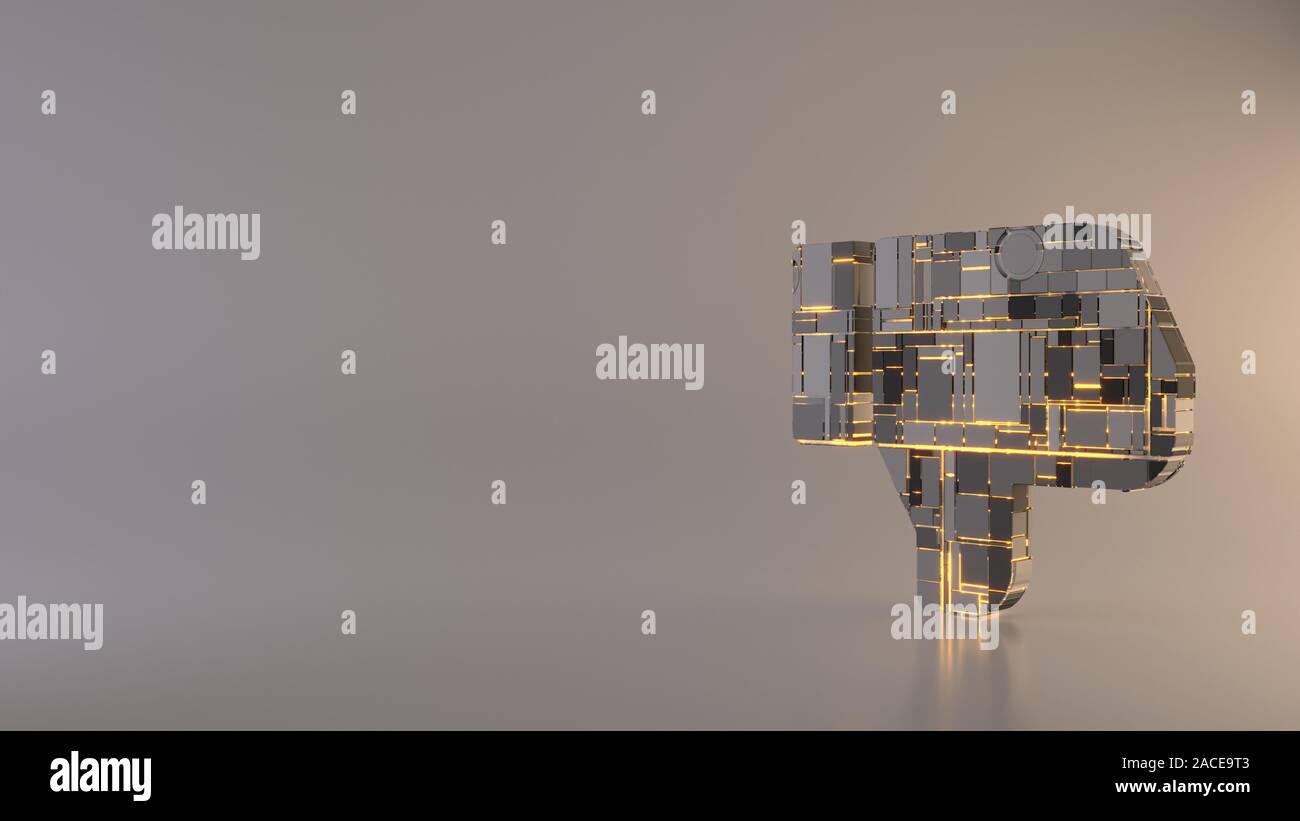 3d rendering metal techno rectangular geometric greeble symbol of ...