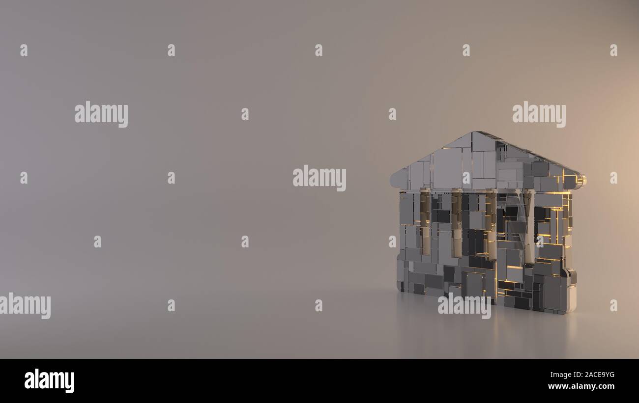 3d rendering metal techno rectangular geometric greeble symbol of ...