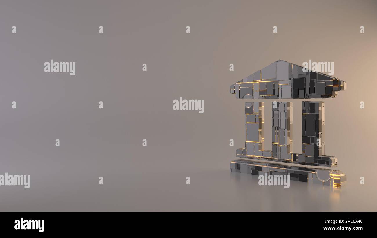 3d rendering metal techno rectangular geometric greeble symbol of ...