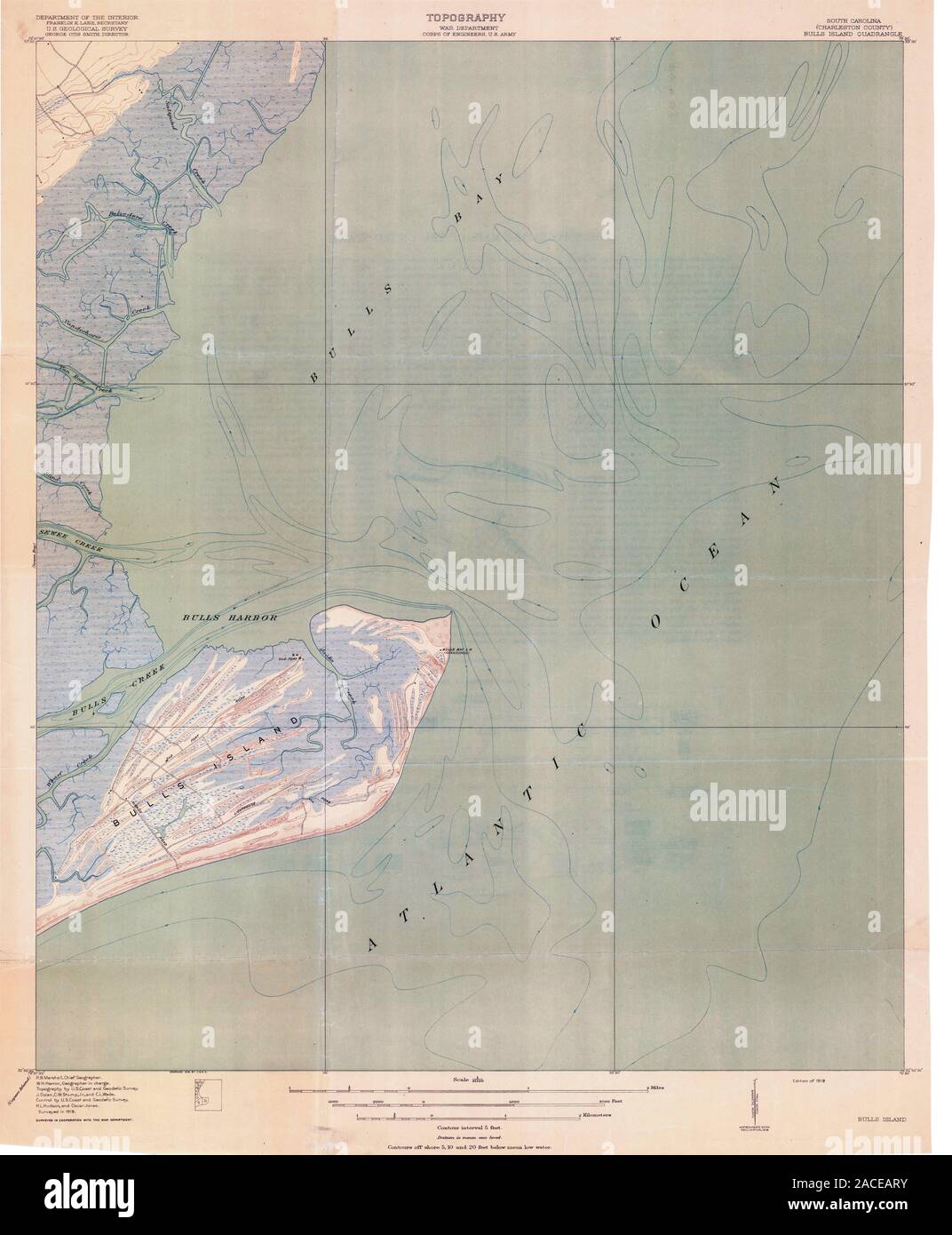 USGS TOPO Map South Carolina SC Bulls Island 260669 1919 21120 ...