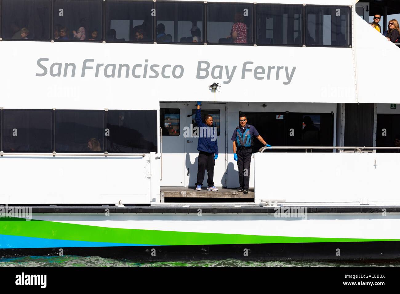 Crew and passengers on the San Francisco Bay ferry, San Francisco Bay ...