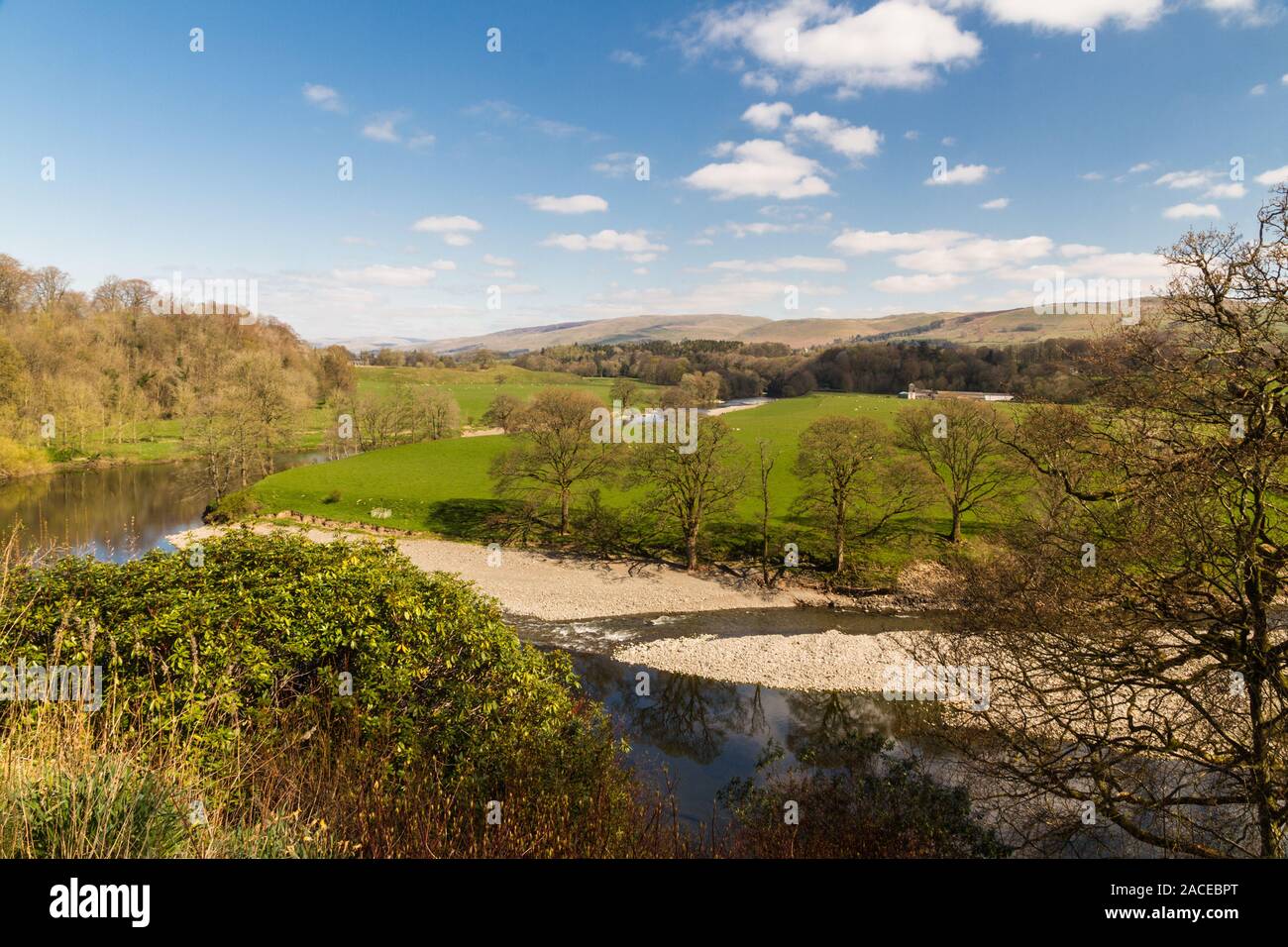 River Lune from Ruskins View, Kirkby Lonsdale, Cumbria, England ...