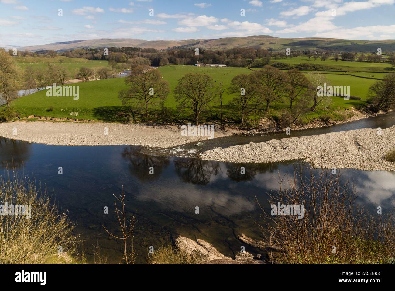 River Lune from Ruskins View, Kirkby Lonsdale, Cumbria, England ...