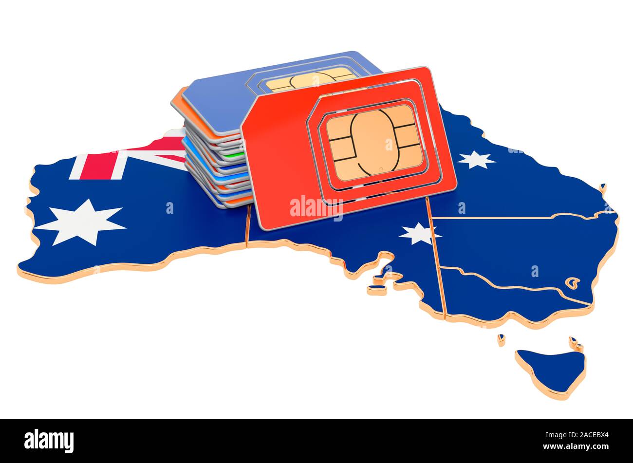 Sim cards on the Australian map. Mobile communications, roaming in ...