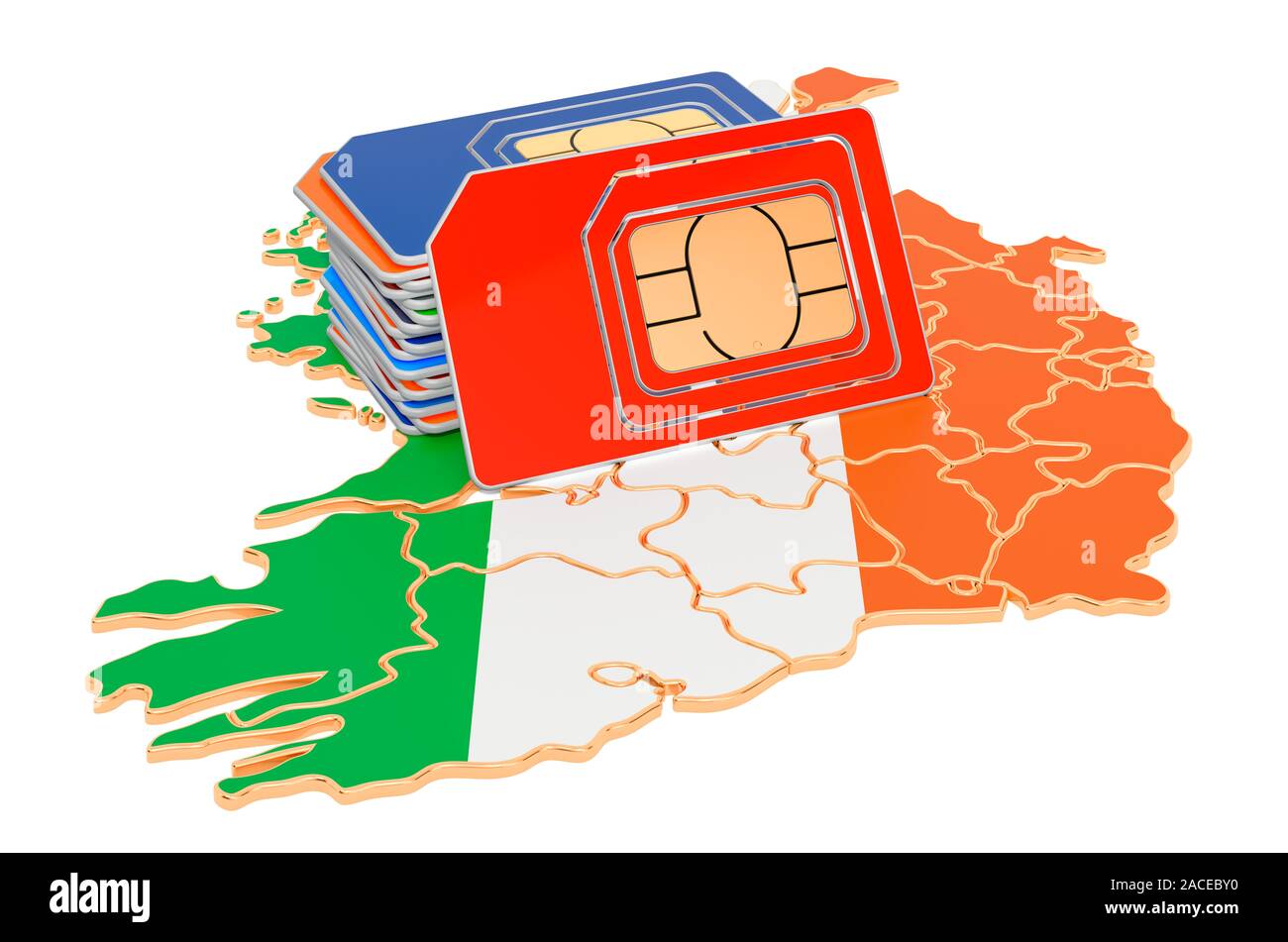 Sim cards on the Irish map. Mobile communications, roaming in Ireland ...
