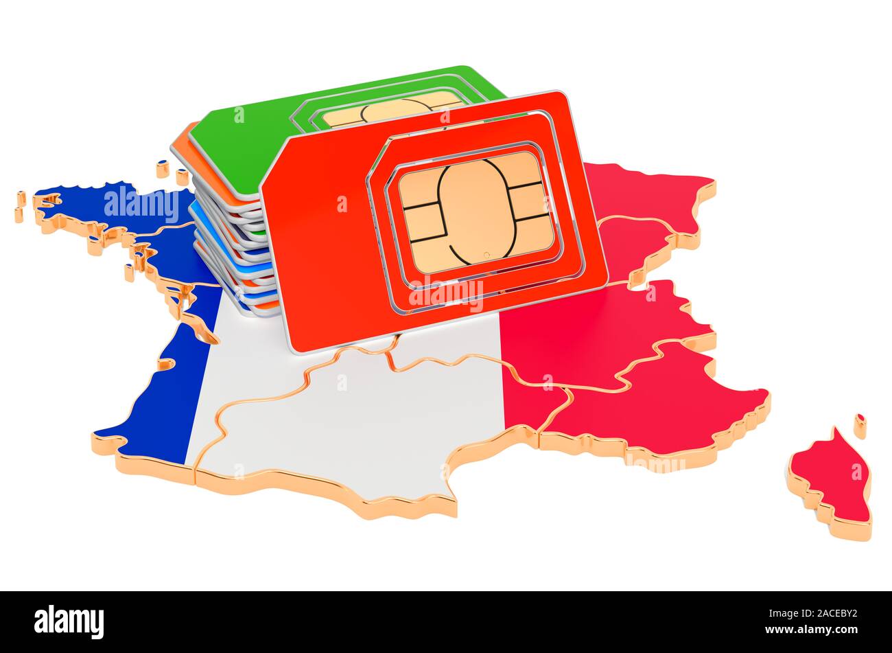 Sim cards on the French map. Mobile communications, roaming in France ...
