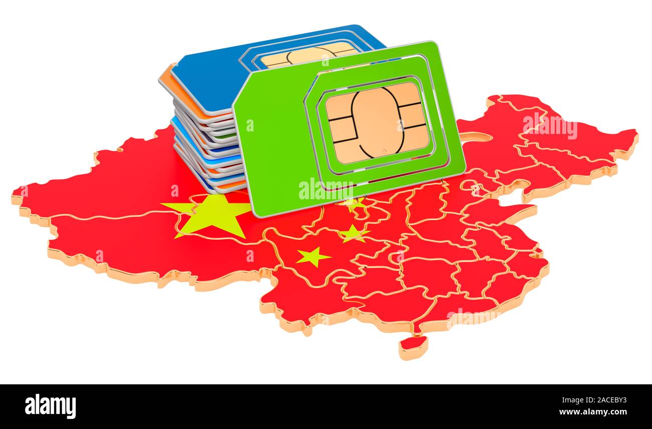 Sim cards on the Chinese map. Mobile communications, roaming in China ...
