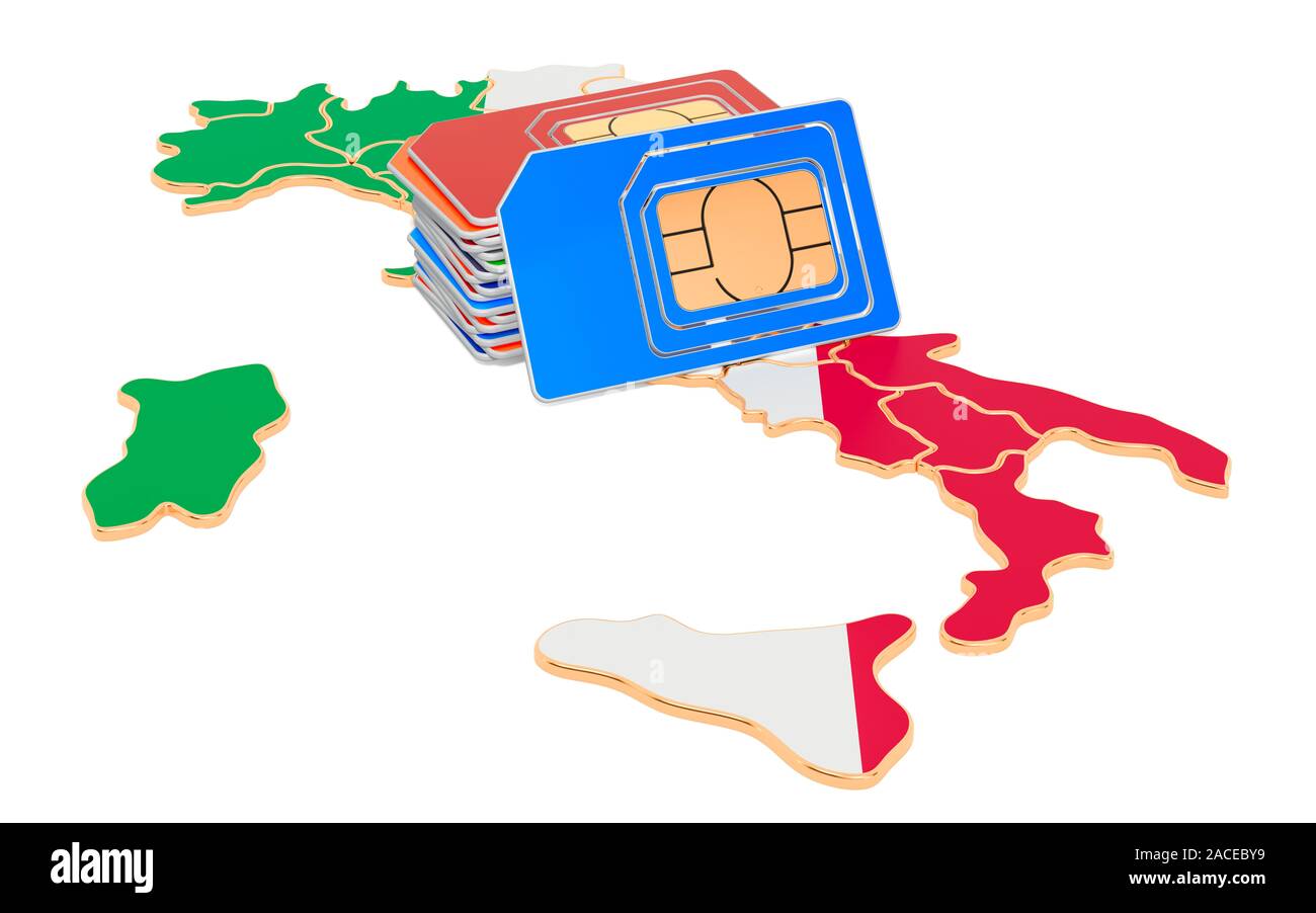 Sim cards on the Italian map. Mobile communications, roaming in Italy ...