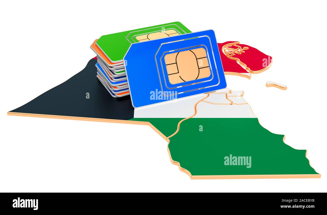Sim cards on the Kuwait map. Mobile communications, roaming in Kuwait ...