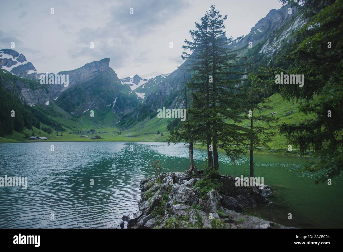 Seealpsee lake in Appenzell Alps, Switzerland Stock Photo - Alamy