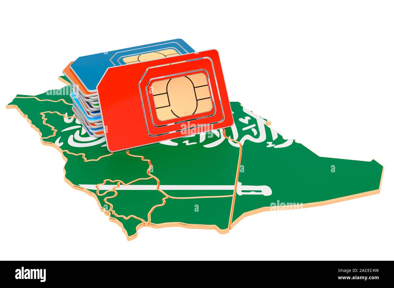 Sim cards on the Saudi Arabian map. Mobile communications, roaming in ...