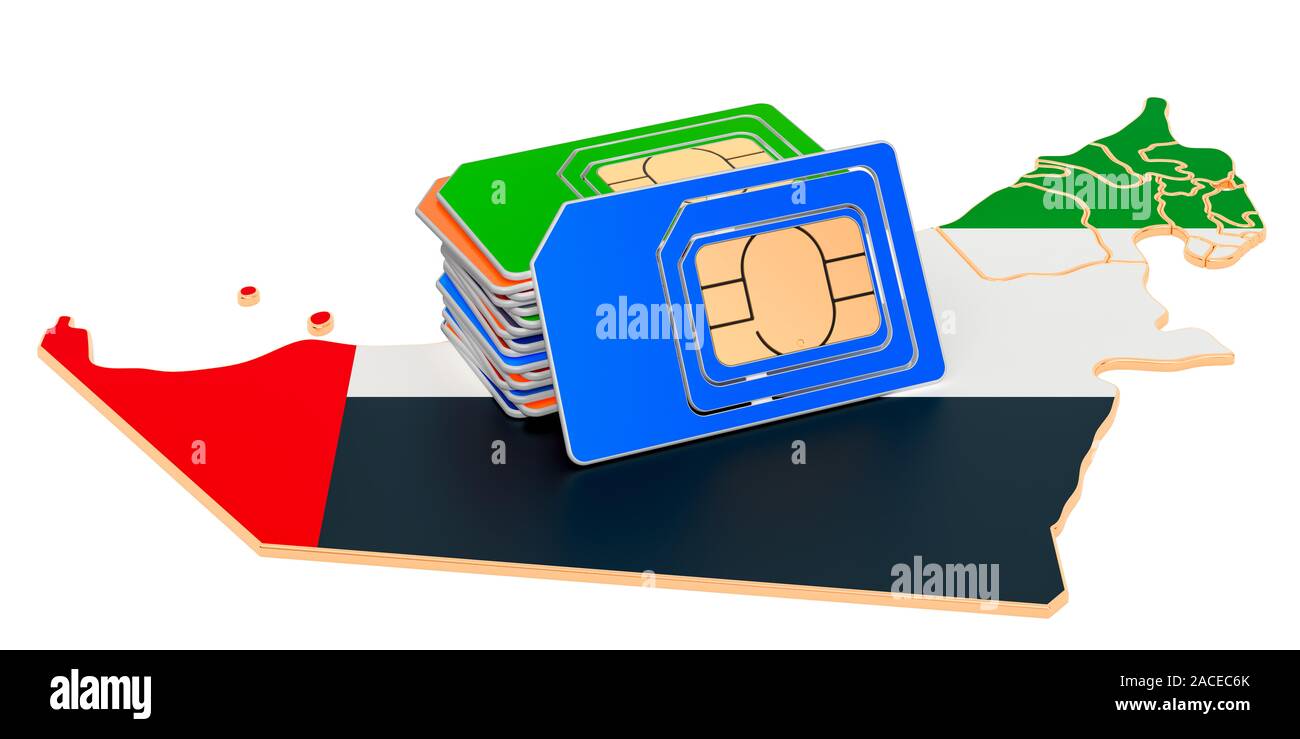 Sim cards on the UAE map. Mobile communications, roaming in United Arab ...