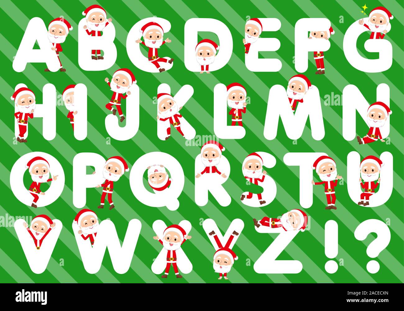A set of Santa Claus designed with alphabet.Characters with fun ...