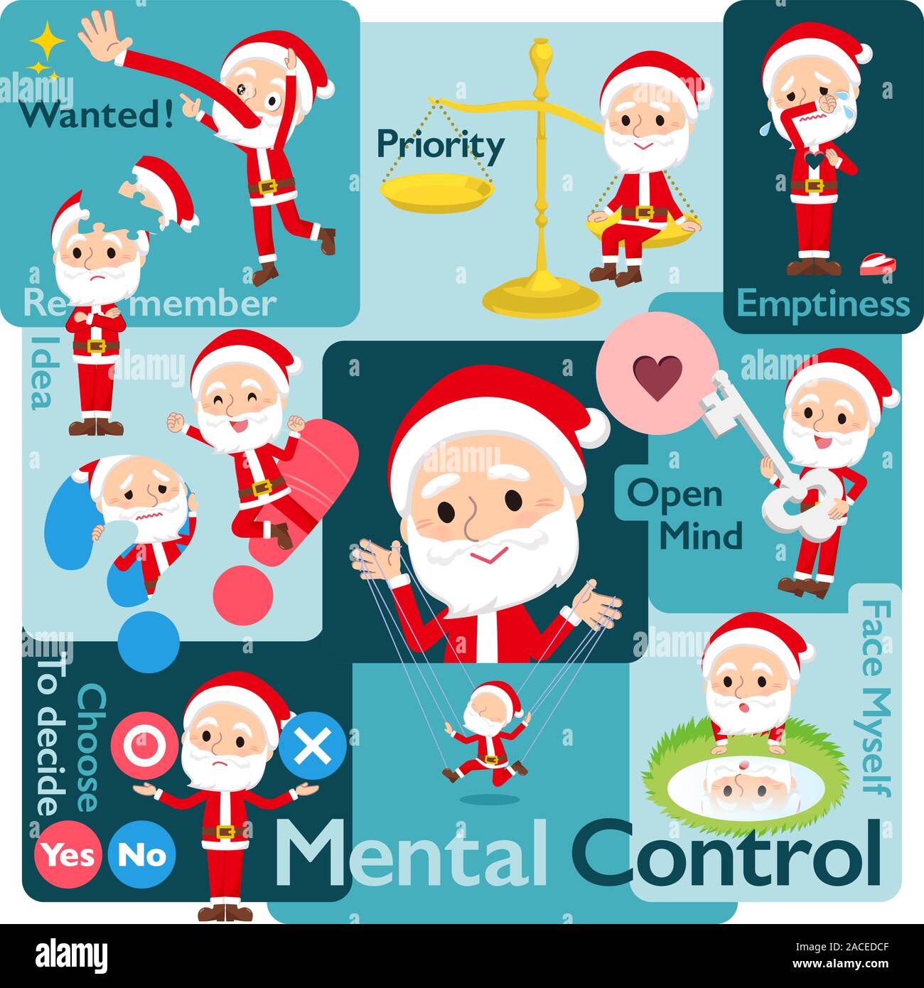 A set of Santa Claus who control emotions.A variety of image ...