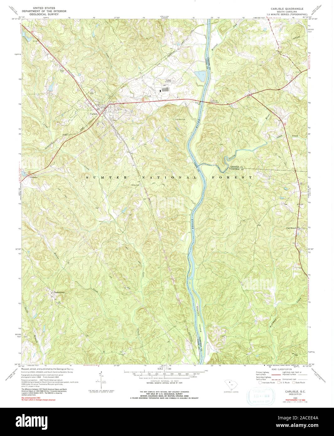USGS TOPO Map South Carolina SC Carlisle 260829 1969 24000 Restoration ...